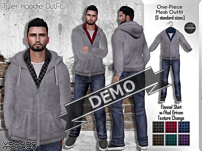 Second Life Marketplace - [VM] Tyler Mesh Hoodie Outfit DEMO