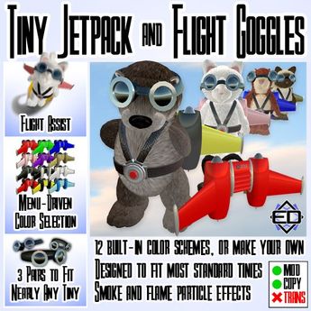 Second Life Marketplace - Tiny Jetpack and Flight Goggles with scripted color change