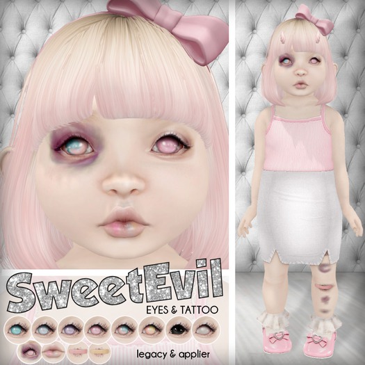 Second Life Marketplace - *TD* Eyes & Tattoo - Sweet Evil Set