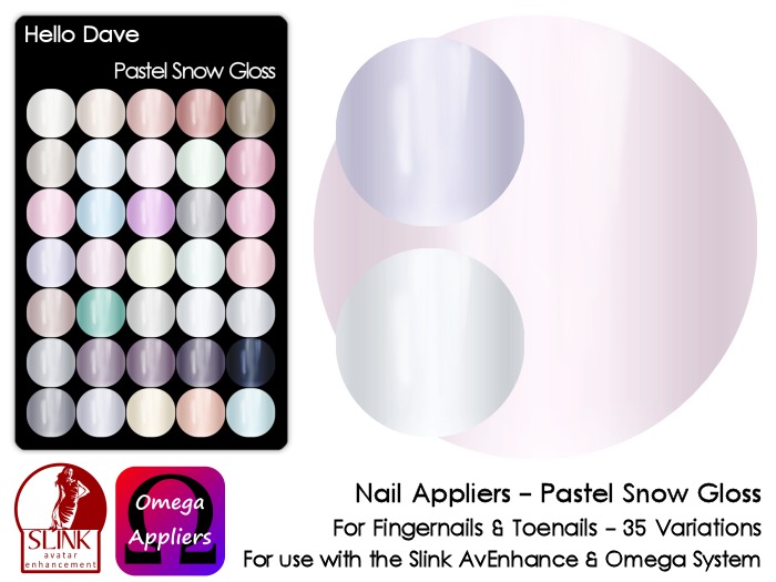 Second Life Marketplace - Hello Dave - Nail Appliers - Pastel Snow Gloss