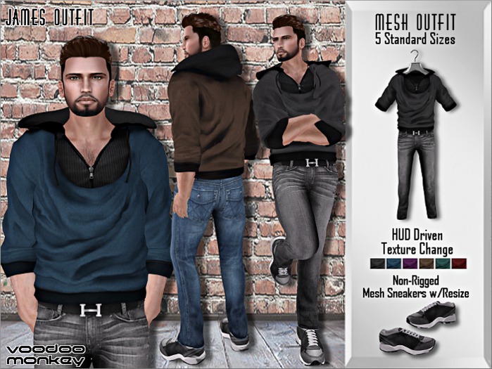 Second Life Marketplace - [VM] James - One-Piece Mesh Men's Outfit
