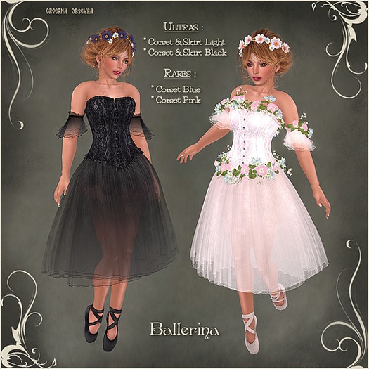Second Life Marketplace - Ballerina Chest Flowers ~BLACK~ by Caverna ...