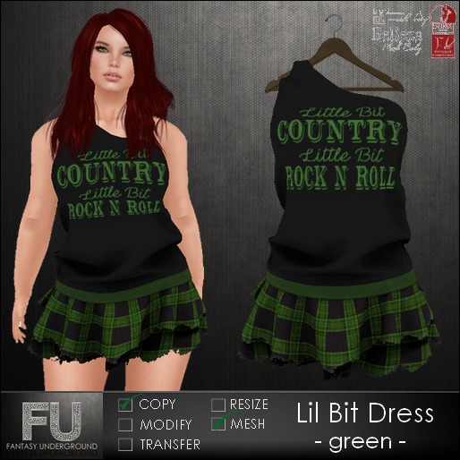 Second Life Marketplace - Lil Bit Green * Off One Shoulder Mini Dress ...