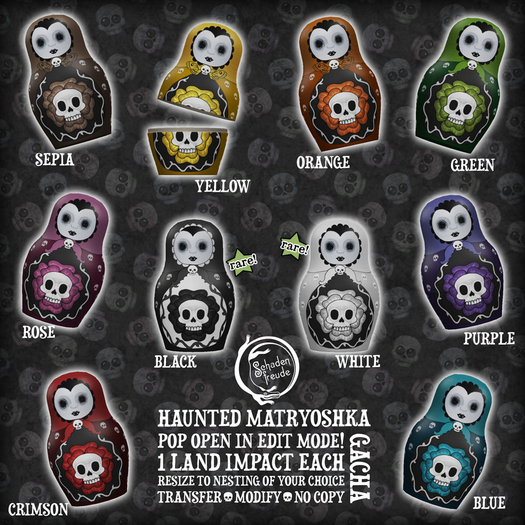 Second Life Marketplace - Schadenfreude White Haunted Matryoshka Doll RARE