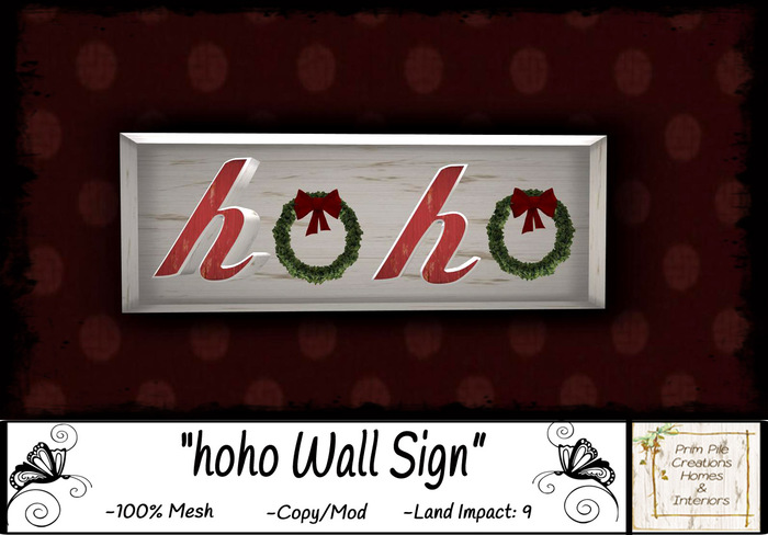 Second Life Marketplace - ~PPC~ hoho Wall Sign