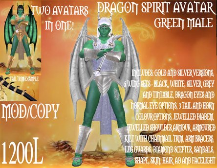 Second Life Marketplace - DRAGON SPIRIT AVATAR MALE FATPACK
