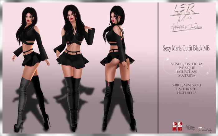 Second Life Marketplace Lsr Sexy Marla Outfit Black Mb