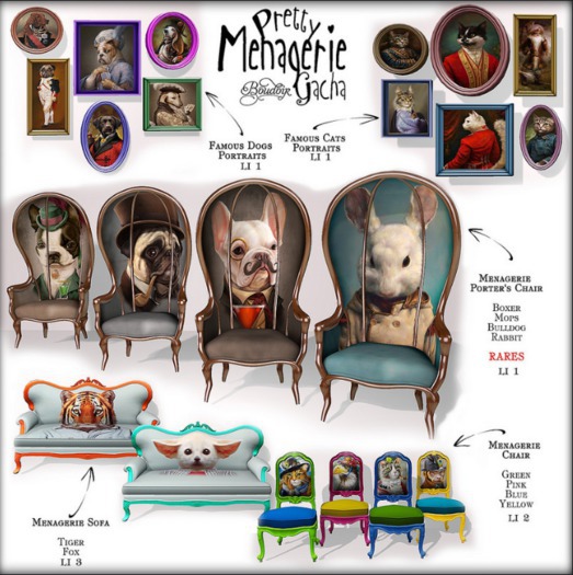 Second Life Marketplace - Boudoir Pretty Menagerie Gacha - Menagerie ...