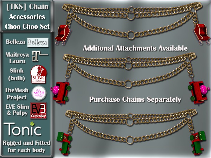 Second Life Marketplace - [TKS] Belly Chain Acc.- Choo Choo DEMO