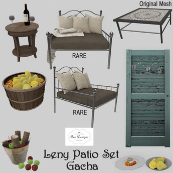 Second Life Marketplace - .:Bee Designs::. Leny Patio Set Gacha Table