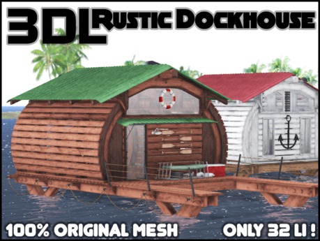 Second Life Marketplace - 3DL - Rustic Dock House (32LI - 100% Mesh)