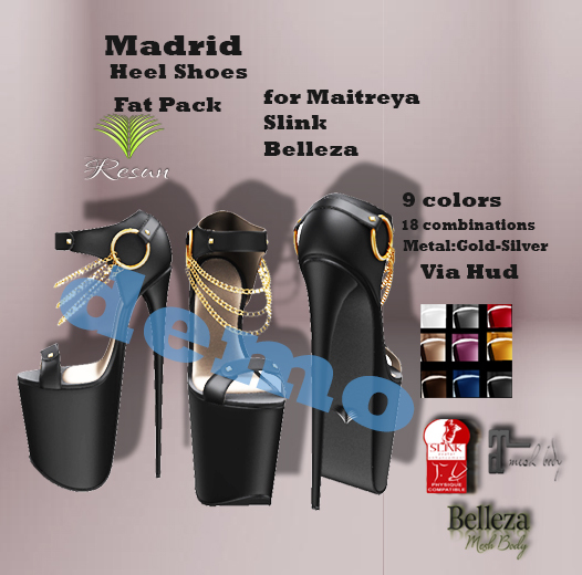 Second Life Marketplace - Res_Madrid Heel shoes with Hud Demo