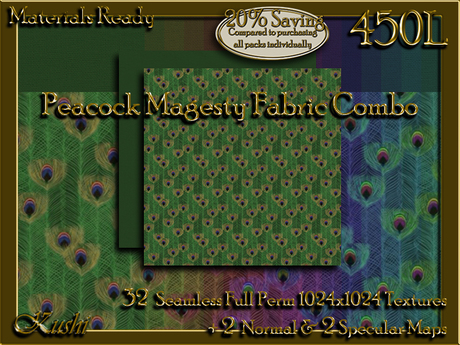 Second Life Marketplace - Peacock Magesty Combo Fabric Seamless Textures