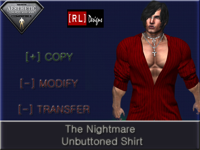 Second Life Marketplace - [ RL ] Designs Aesthetic Pinstripe Unbuttoned ...