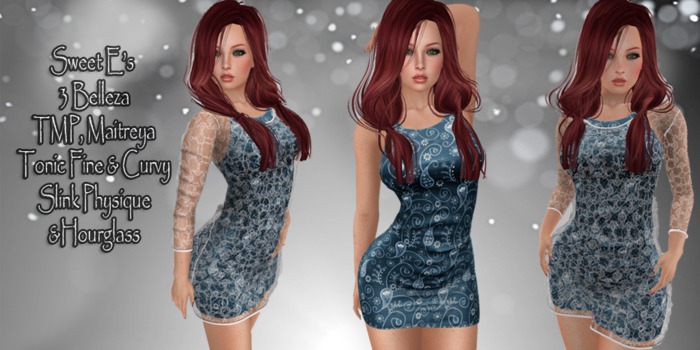 Second Life Marketplace - Sweet E's Blue Sheena Dress with long sleeves ...
