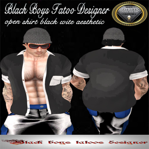 Second Life Marketplace - open shirt black wite aesthetic