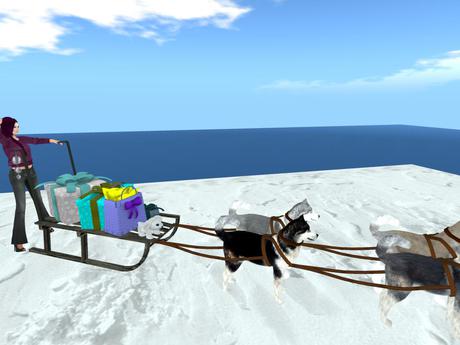 Second Life Marketplace - Wearable Rideable Dog Sleigh with sounds (crate)