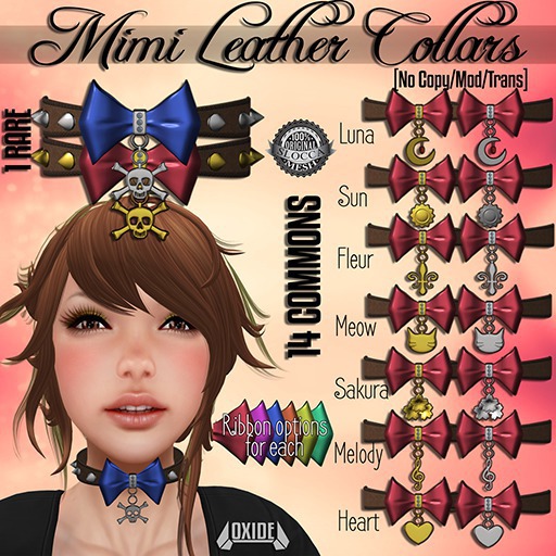 Second Life Marketplace - OXIDE Mimi Leather Collar - Luna {Gold}