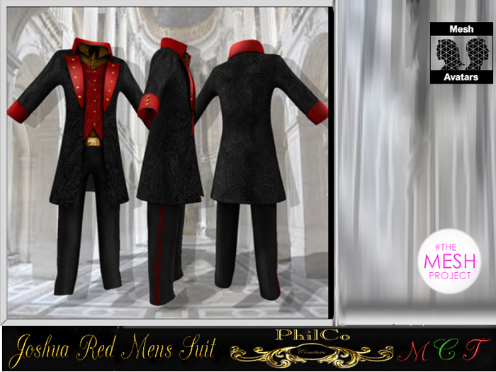 Second Life Marketplace - Joshua Mesh Mens Suit Red