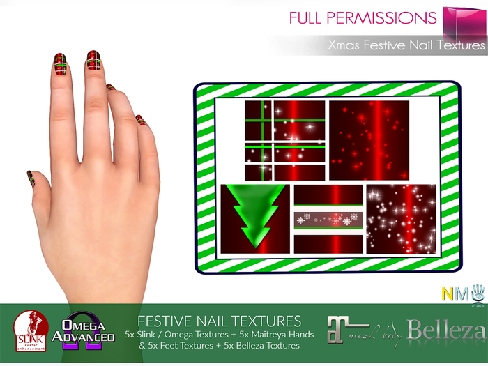 Second Life Marketplace - Full Perm Red Xmas Festive Hands And Feet ...
