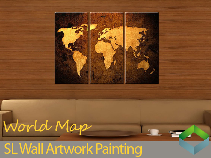 Second Life Marketplace - SL Wall Artwork Painting - World Map