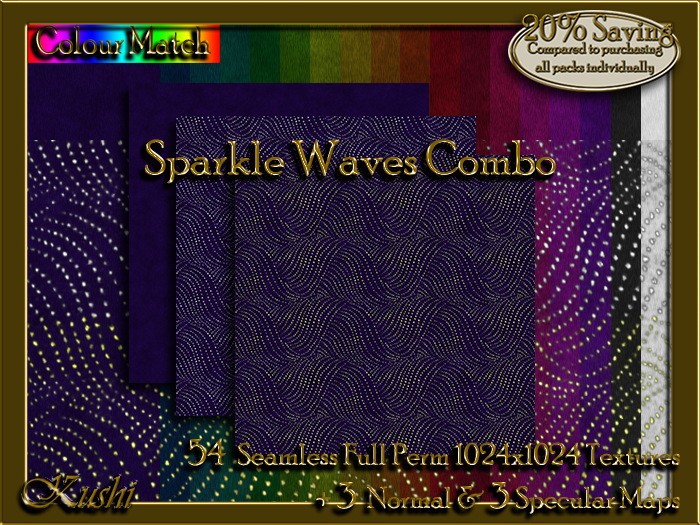 Second Life Marketplace - Sparkle Waves Combo Fabric Seamless Textures