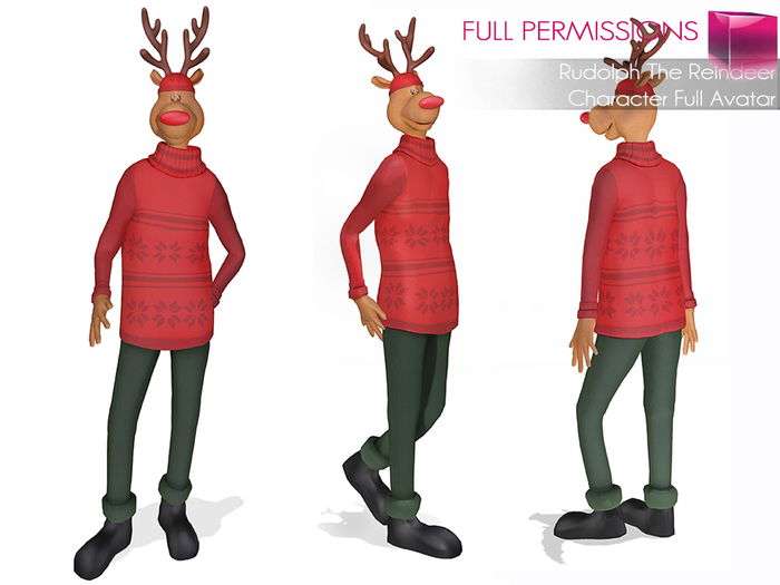 Second Life Marketplace - Full Perm Rudolph The Reindeer Human ...