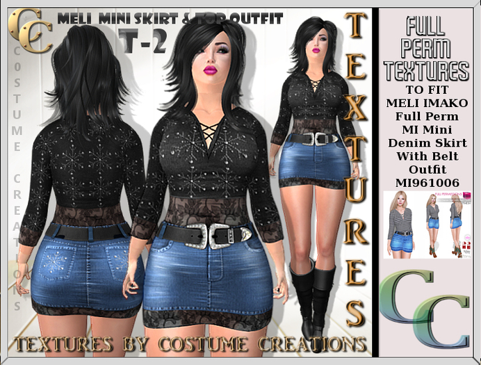 Second Life Marketplace - MELI MINI SKIRT & TOP OUTFIT T2 FULL PERM