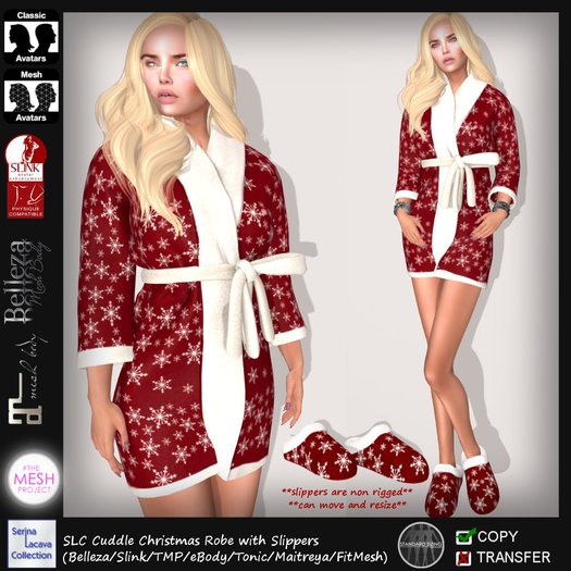 Second Life Marketplace Slc Cuddle Christmas Robe With Slippers