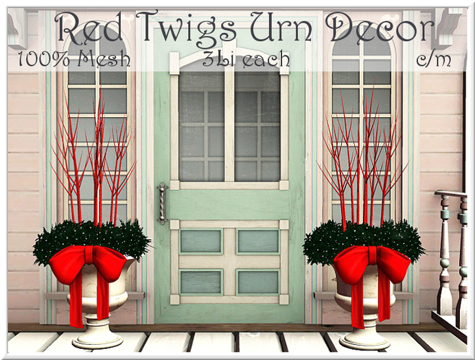 Second Life Marketplace - LOVE - RED TWIGS URN - 100% MESH