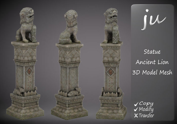 Second Life Marketplace - JU Statue Ancient Lion 3D Model Mesh