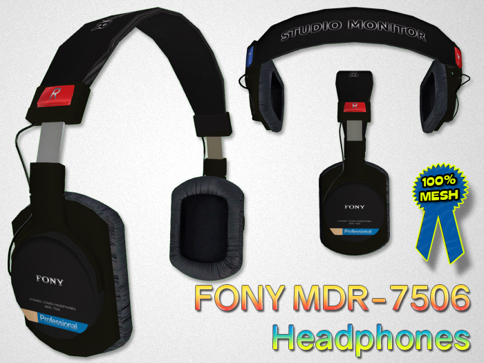 Second Life Marketplace - [RS] Fony MDR-7506 Headphones - (Mesh) (Low ...
