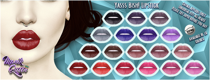 Second Life Marketplace - MANIK QUEEN - Yasss Bish! Lips - Catwa - Pitch