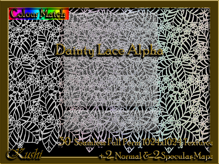 Second Life Marketplace - Dainty Lace ALPHA Fabric Seamless Textures