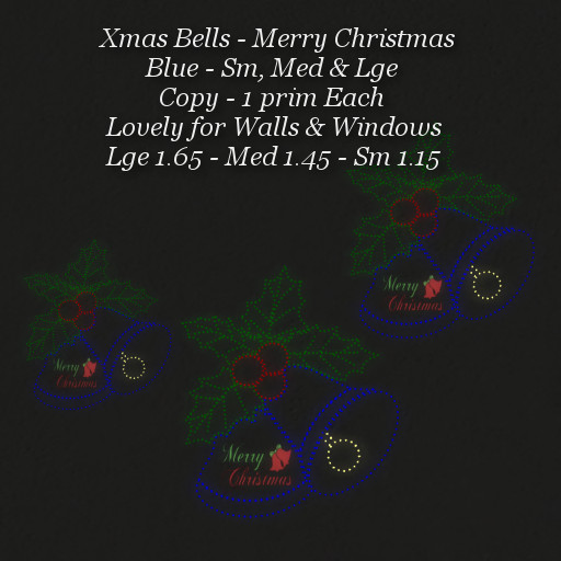 Second Life Marketplace - Xmas Bells MC - Blue Sm, Med & Lge