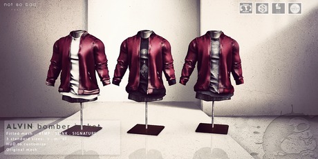 Second Life Marketplace - not so bad . mesh . ALVIN bomber jacket . red