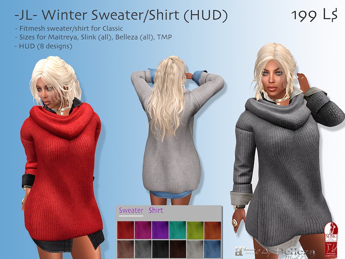 Second Life Marketplace - -JL- Winter Sweater/Shirt (HUD) for Maitreya ...