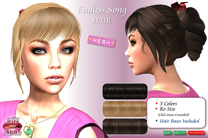 Second Life Marketplace - Endless Song Hair - Mesh * 3 Colors ...