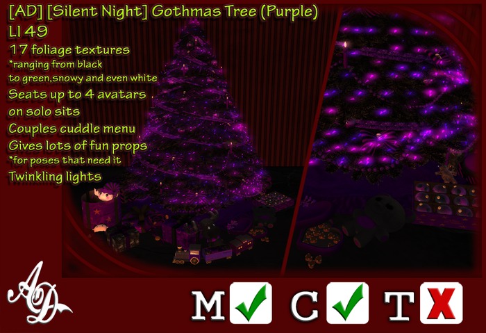 Second Life Marketplace - [AD] [Silent Night] Gothmas Tree (Purple)