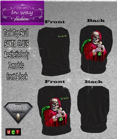 Second Life Marketplace - IW025 - AESTHETIC Tank Top Skull Santa Claus ...