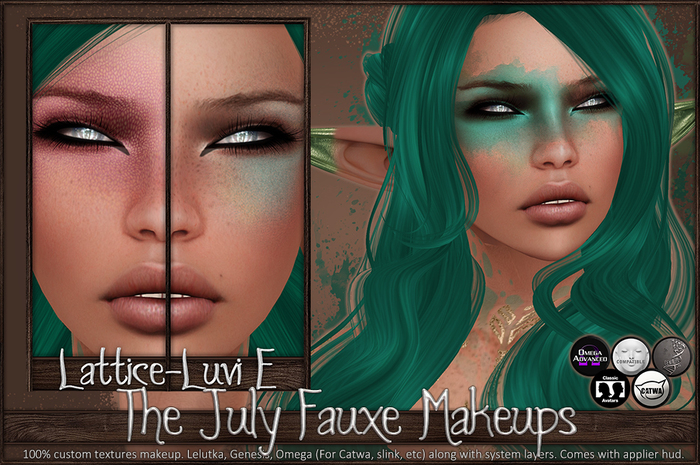 Second Life Marketplace - :[P]:- July Fauxe Makeups:// Lattice-Luvi Emerald
