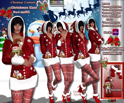 Second Life Marketplace - R.F. *COSTUME - Christmas red outfit
