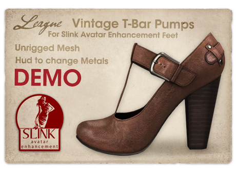 Second Life Marketplace - *League* Vintage T-Bar Pumps -DEMO (for Slink ...