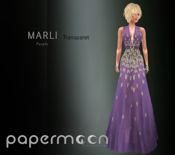 Second Life Marketplace - PaperMoon- Marli Semi-Transparent Gown - Purple