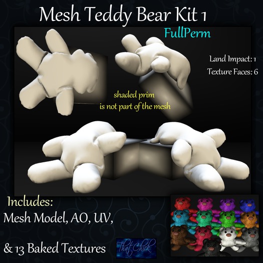 Second Life Marketplace - ~tc~ Mesh Teddy Bear FullPerm Kit - 1