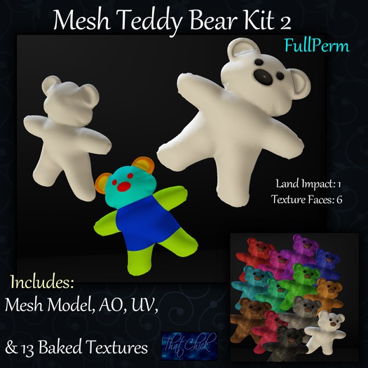 Second Life Marketplace - ~tc~ Mesh Teddy Bear FullPerm Kit - 2