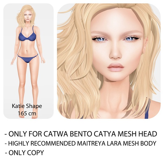 Second Life Marketplace - WHP - Katie Shape for Catya Catwa Head Bento COPY ONLY