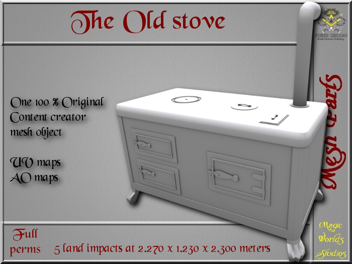Second Life Marketplace - Old stove - 5 LI - FULL PERMS Mesh