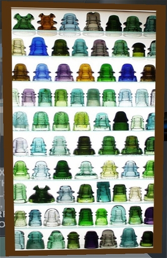 Second Life Marketplace - glass insulator collection on a bookshelf ...
