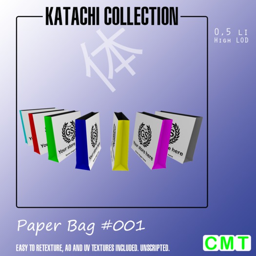 Second Life Marketplace - -GS- Katachi - Paper Shopping Bag #001 - FULL ...